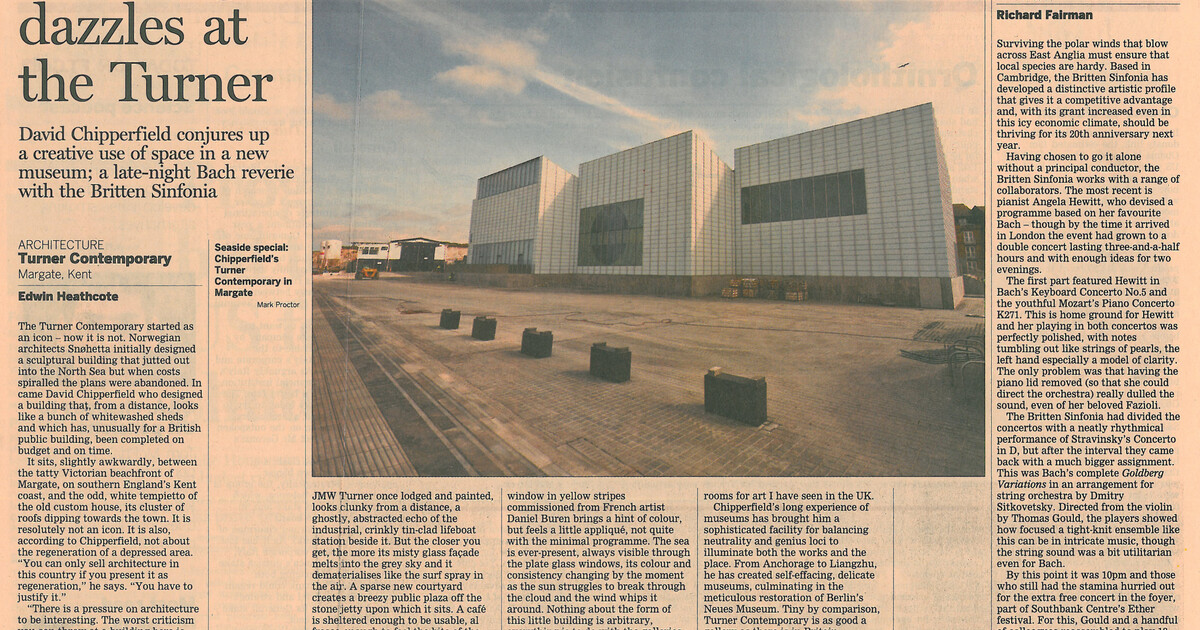 White light dazzles at the Turner’ • David Chipperfield Architects